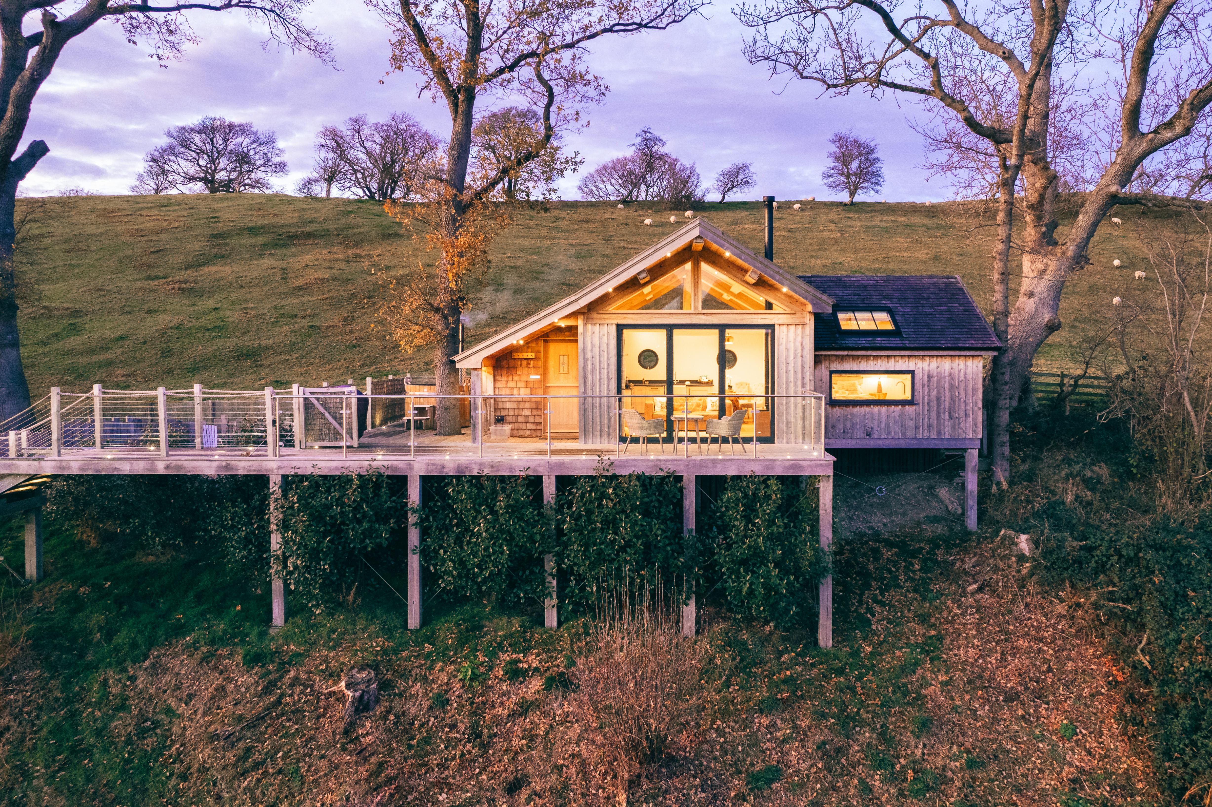 Heartwood Treehouse - a luxurious hot tub treehouse in rural Mid Wales.