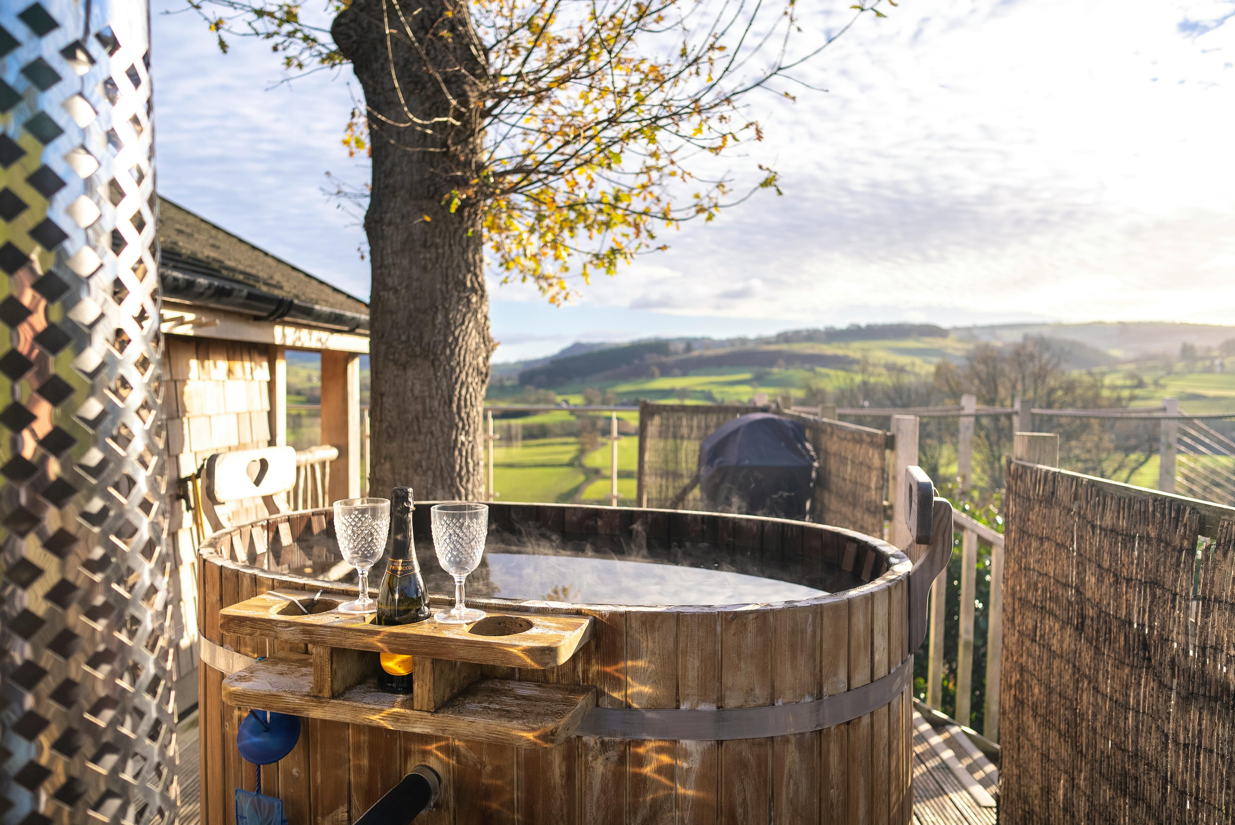 Heartwood Treehouse - a luxurious hot tub treehouse in rural Mid Wales.