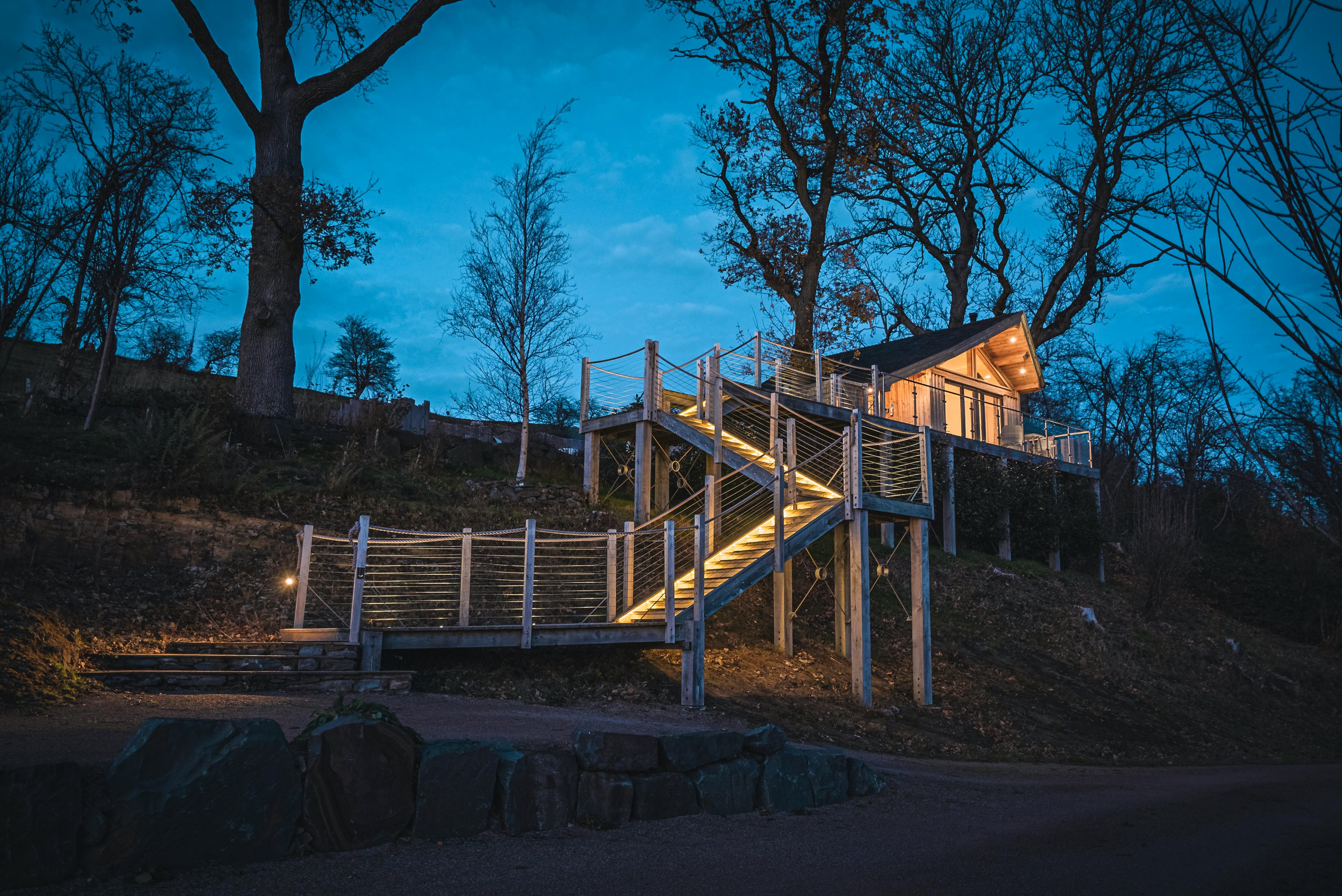 Heartwood Treehouse - a luxurious hot tub treehouse in rural Mid Wales.