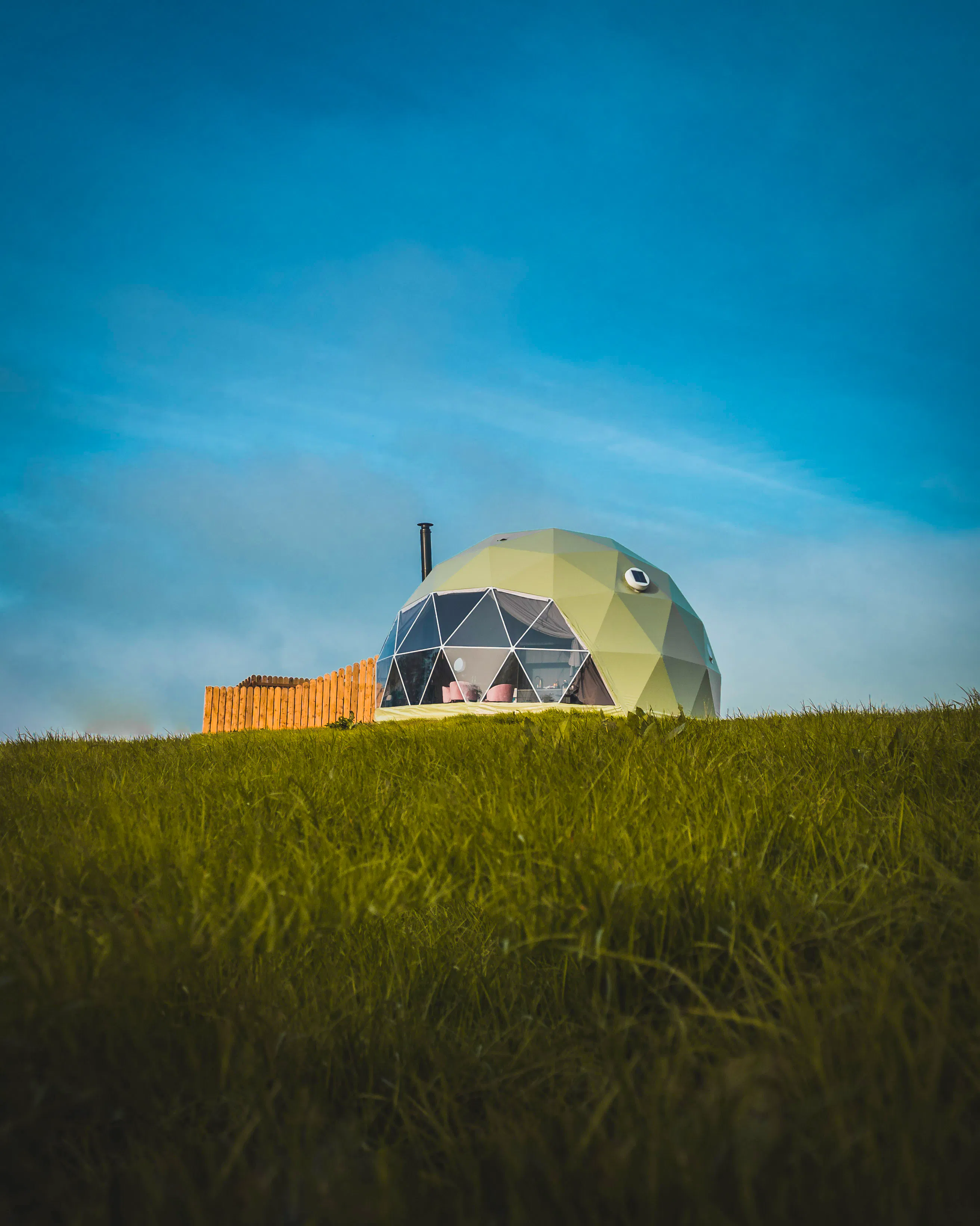 Domes by the Sea - Two geodomes overlooking the sea